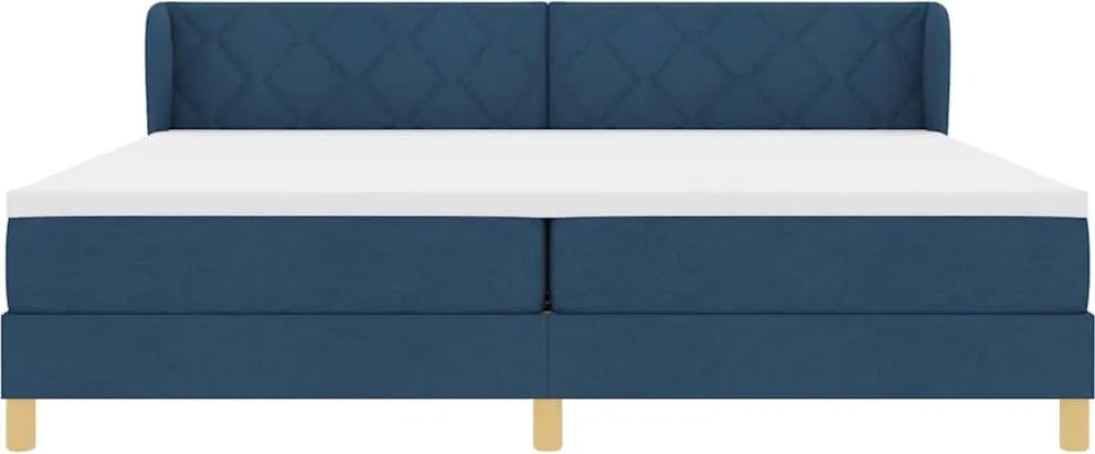Postel s boxspringem s čelo Modrá 200 x 200 cm textil 3340303