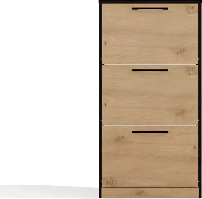 Výklopný botník PAULA dub artisan s černými hranami