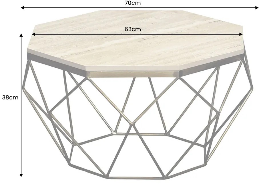 Designový konferenční stolek Beiwen 70 cm travertín mosaz