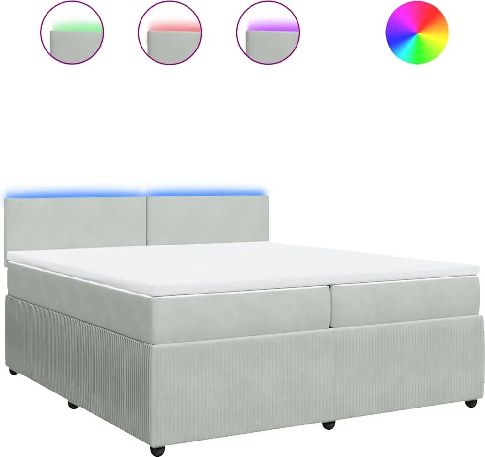 Box spring postel s matrací světle šedá 200x200 cm samet 3290124