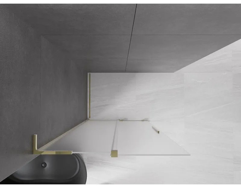 Mexen Velar L, posuvná sprchová zástěna Walk-in 120 x 200 cm, 8mm sklo námraza, zlatá lesklá, 871-120-003-33-50