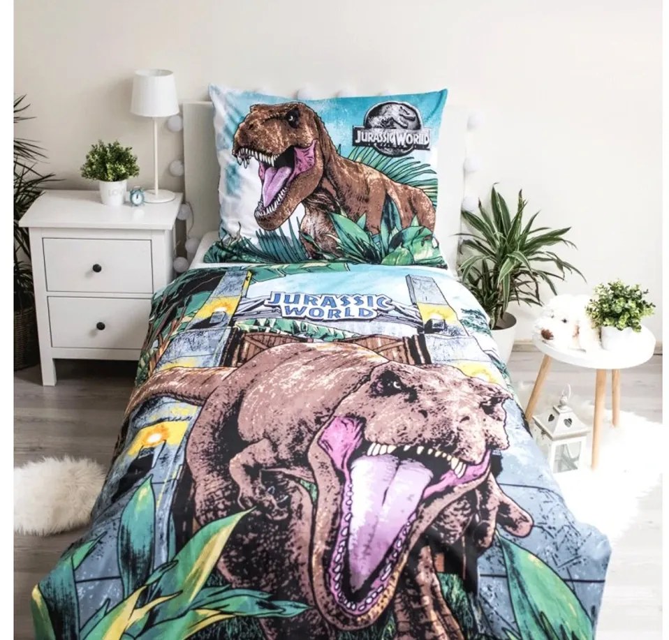 Svítící bavlněné povlečení JURASSIC WORLD ROAR barevné Rozměr povlečení: 70 x 90 cm | 140 x 200 cm