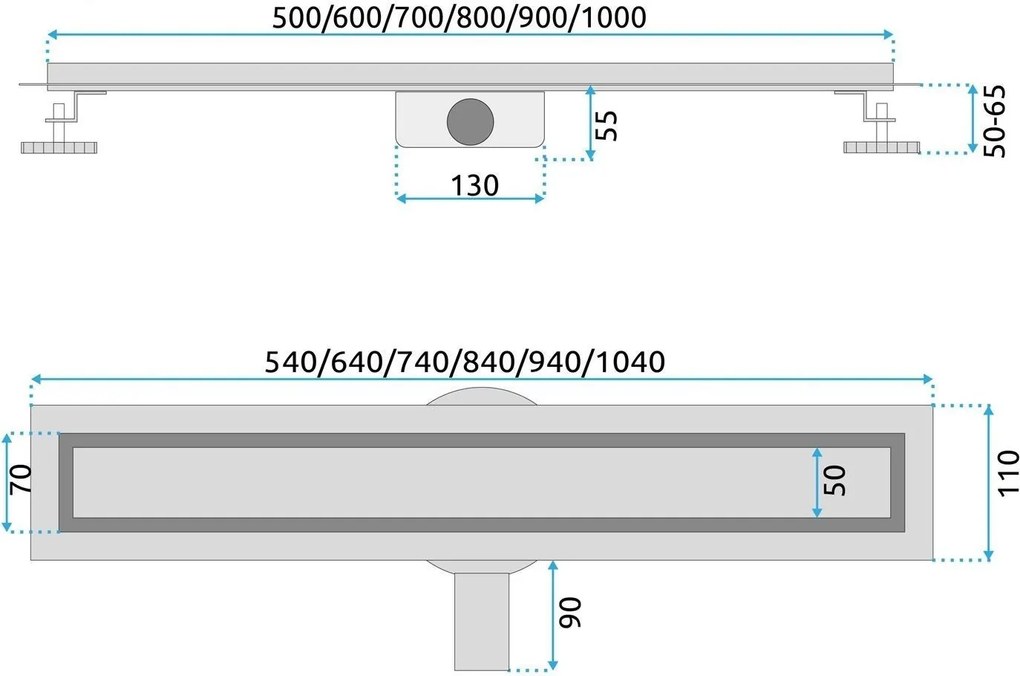 Lineární odtokový žlab Rea Neox Pro 80 cm stříbrný