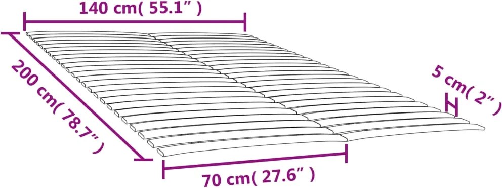 Náhradní lamely k posteli s 48 lamelami, 2 ks, 70x200 cm 3203723
