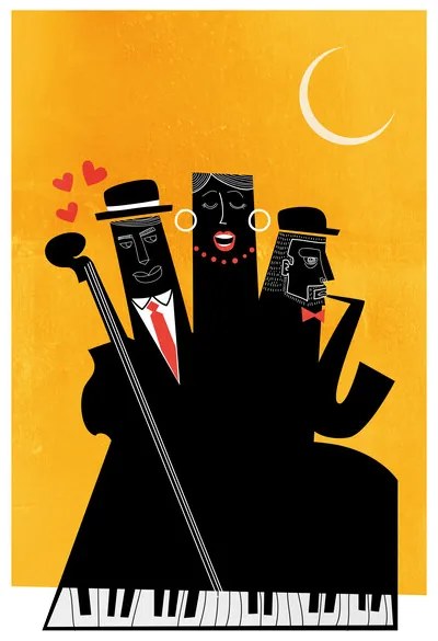 Plakát, Obraz - Kubistika - Casablanca Jazz, (40 x 60 cm)