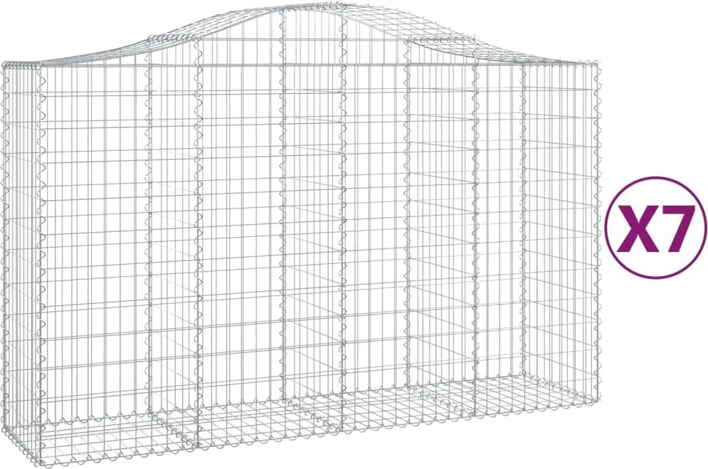 Klenuté gabionové koše 7 ks 200x50x120/140cm pozinkované železo 3145666