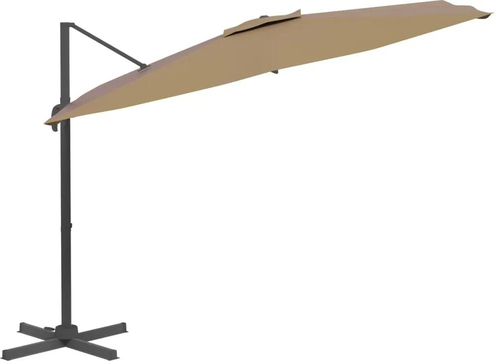 vidaXL Konzolový slunečník s hliníkovou tyčí taupe 400 x 300 cm [319918]