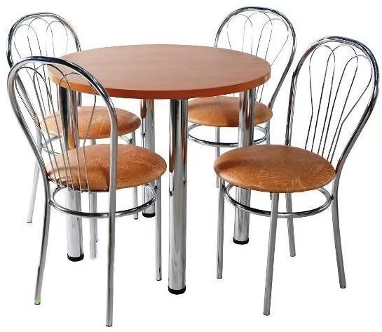 Levný jídelní set 4 židle a kulatý stůl 80 cm Dub RJK světlý