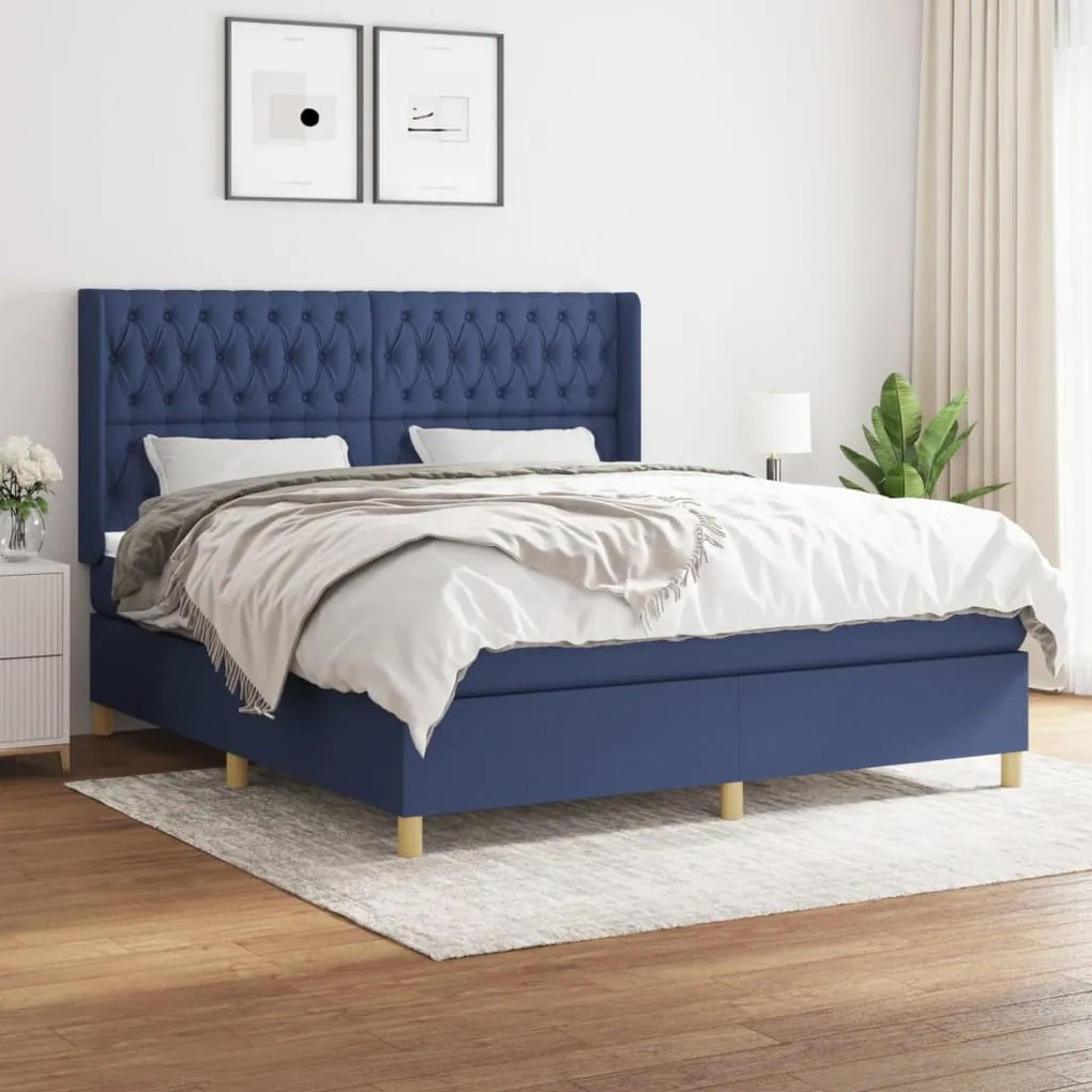 Box spring postel s matrací modrá 180x200 cm textil 3132255