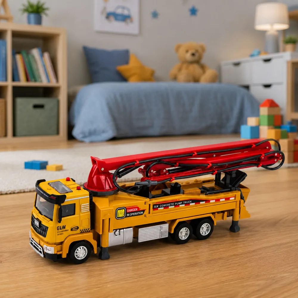 LEAN Toys Nákladní auto s čerpadlem na beton, světla, zvuky, voda, měřítko 1:40