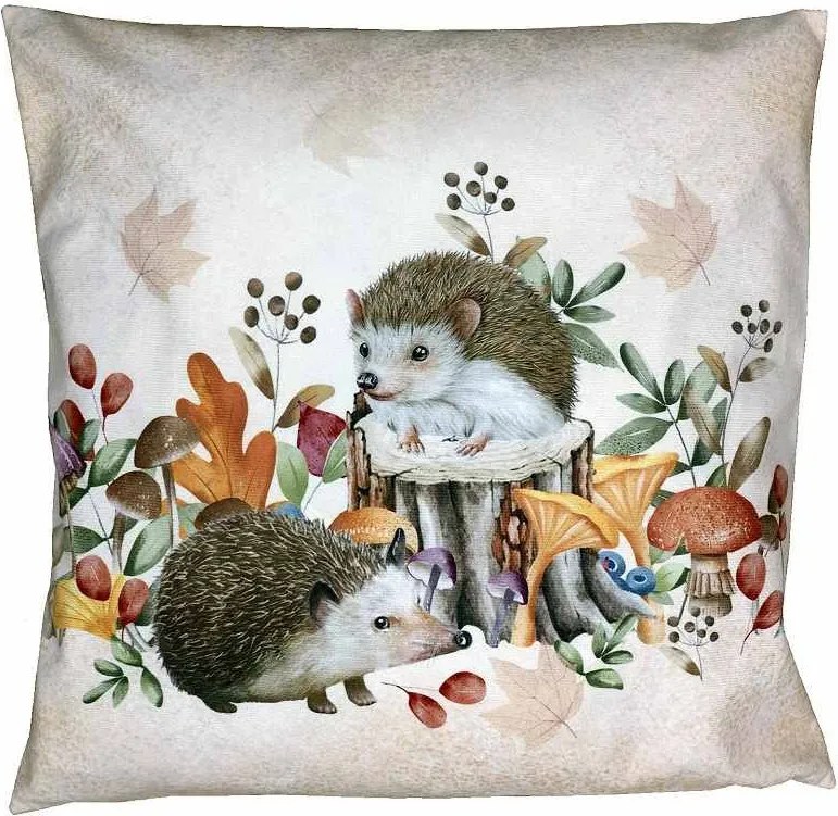 Povlak na polštář Ježci v podzimním lese 40 × 40 cm