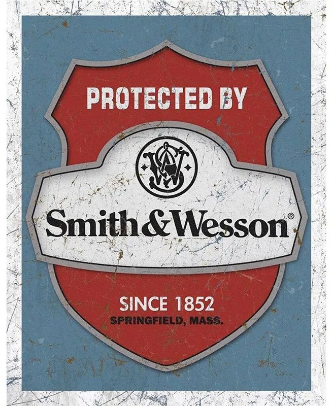 Plechová cedule Smith & Wesson - Protected 40 cm x 32 cm
