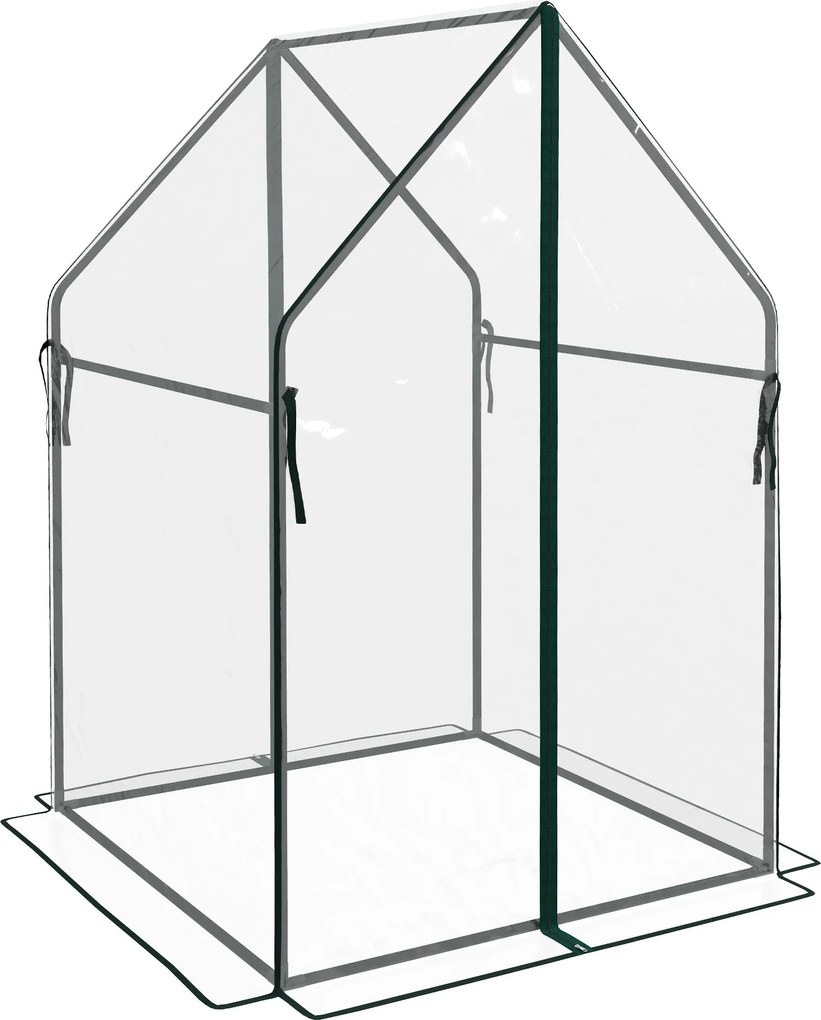 Outsunny Zahradní Skleník Terasový Skleník s 2 Zipovými Dveřmi UV-ochrannými pro Pěstování Rostlin Květin Zeleniny 90x90x145 cm Průhledný | Aosom