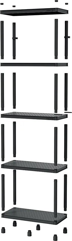 Plastový dílenský regál Stacker 74x172,5 cm černý