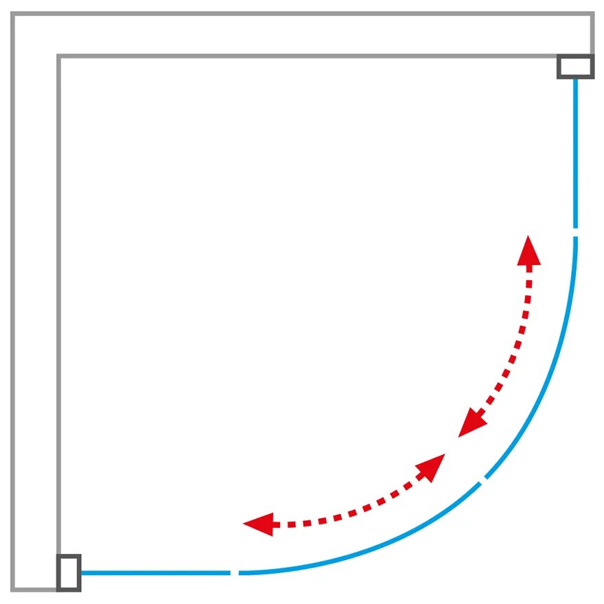 Roltechnik Outlet Čtvrtkruhový sprchový kout MR2 - bez vaničky Varianta: rozměry: 80x80 cm - (MR2/80x80 - 544-800R55N-00-02), Barva profilů a typ výplně: profily: brillant, výplň: transparent
