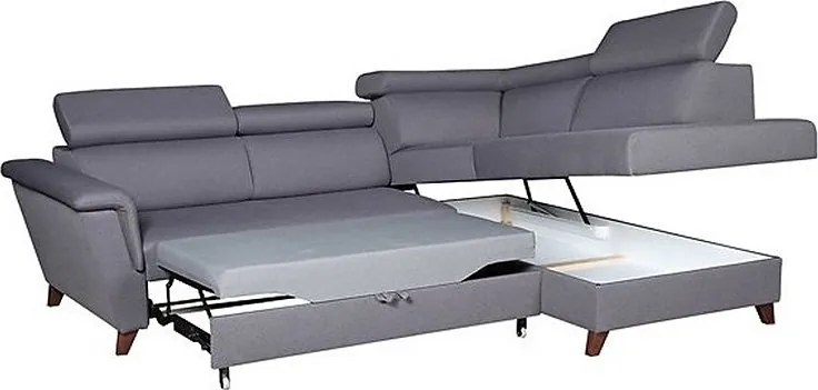 Casarredo - Komfort nábytek Rohová sedací souprava GRAVA rozkládací s úložným prostorem, pravá, látky A1 | potah: gemma 06,barva: N4 ořech