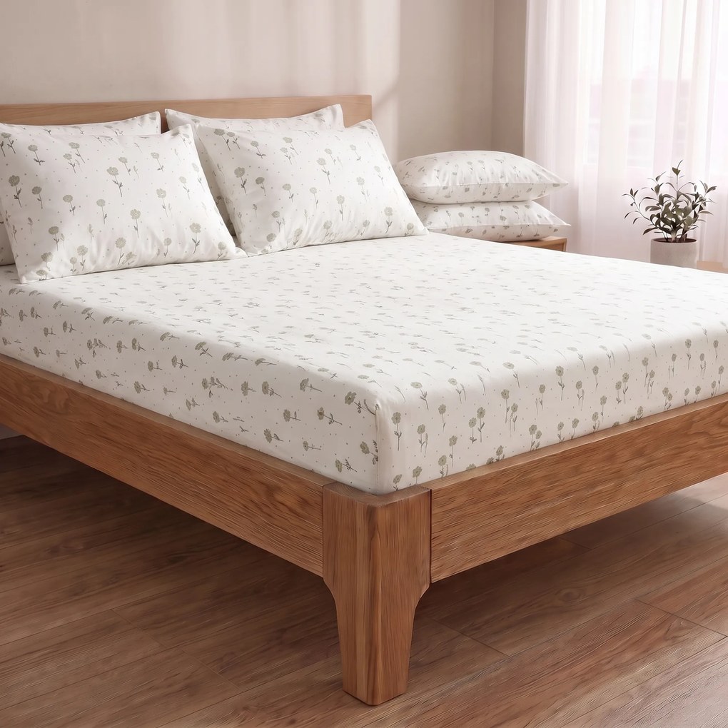 Kvalitex Bavlněné napínací prostěradlo Kvítky bílé 80x200cm