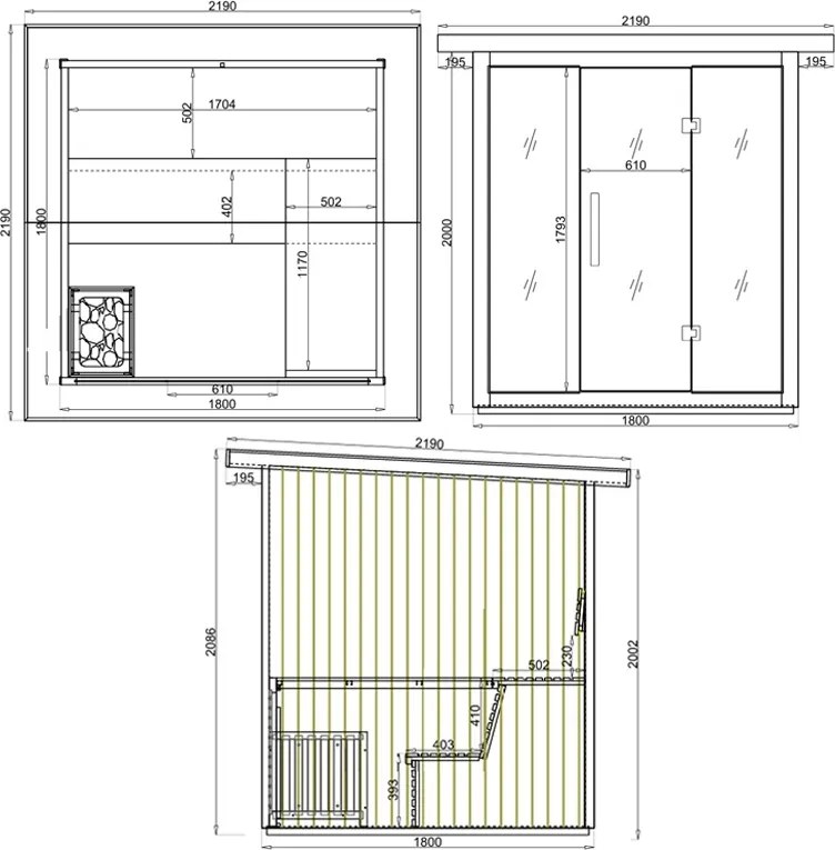 BPS-koupelny Finská zahradní sauna  180x180, 4-6 osoby