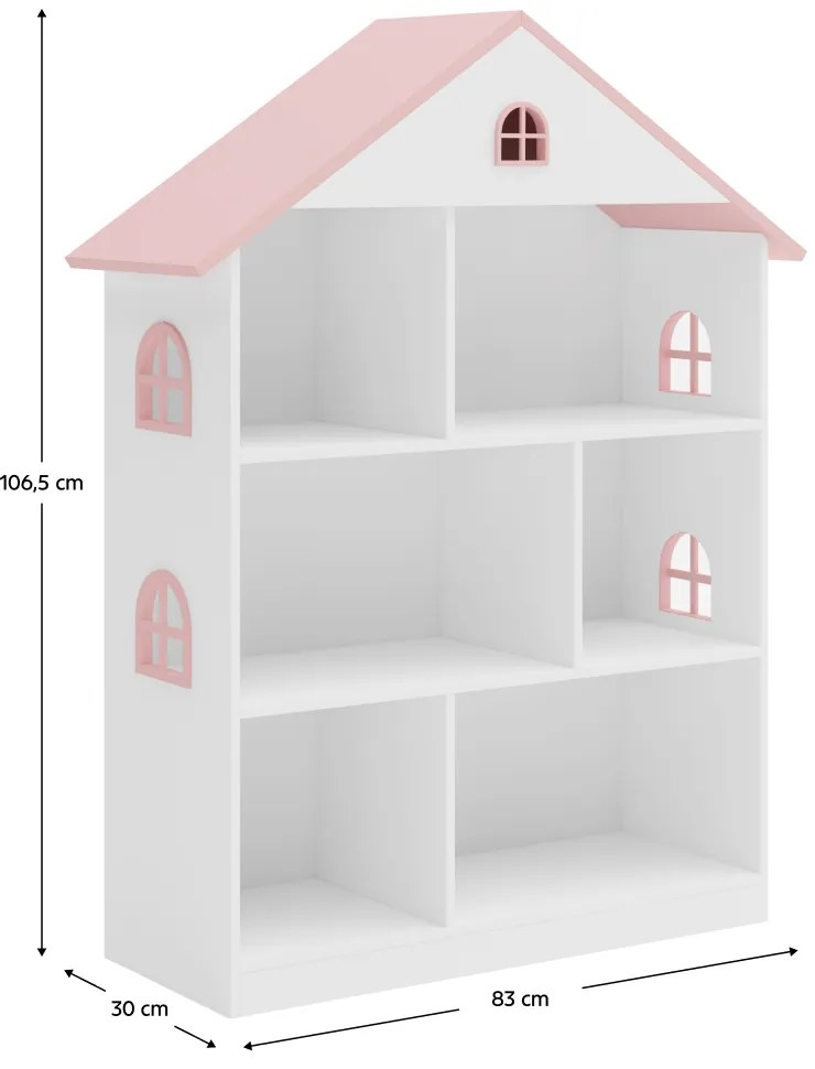 Kondela Dětská knihovna, bílá/růžová, MAISON TYP 1