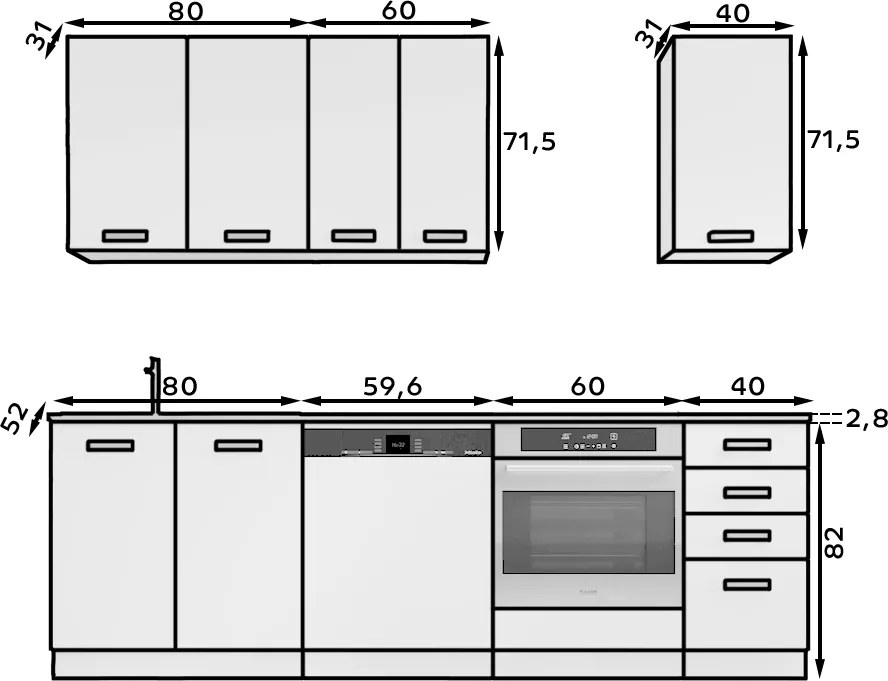 ADRK Furniture Kuchyňský nábytek BUBBLE 240