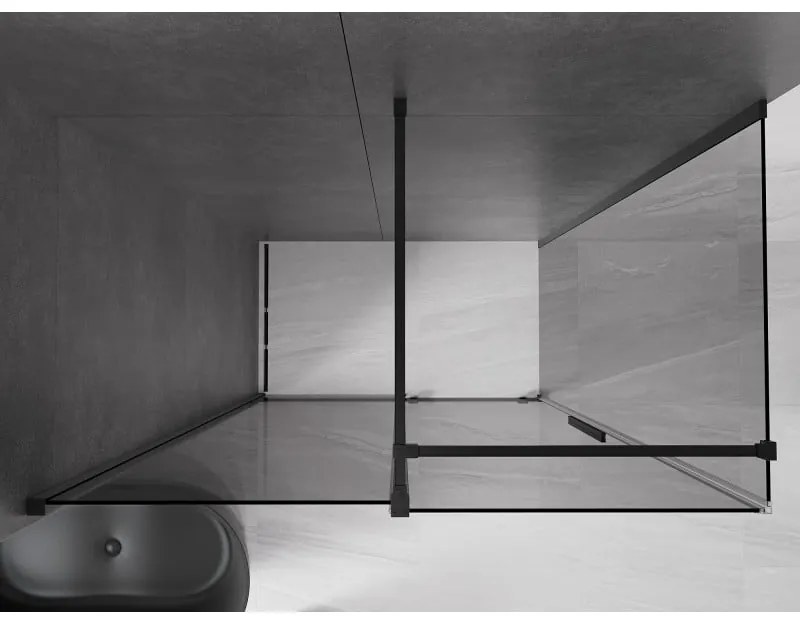 Mexen Velar, sprchový kout s posuvnými dveřmi 130 x 70 cm, 8mm šedé sklo, černá matná, 871-130-070-41-70