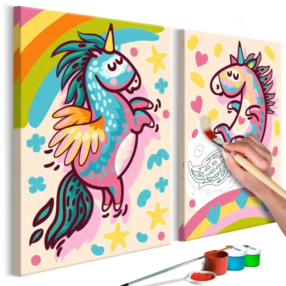 Bimago Malování podle čísel - Chubby Unicorns | 33x23 cm