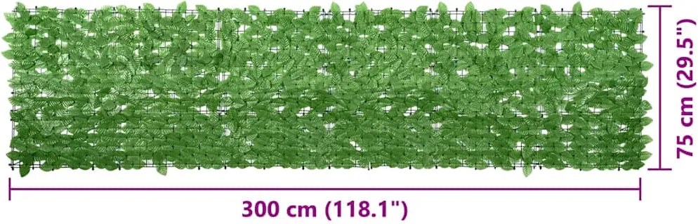 Balkónová zástěna se zelenými listy 300 x 75 cm 315495