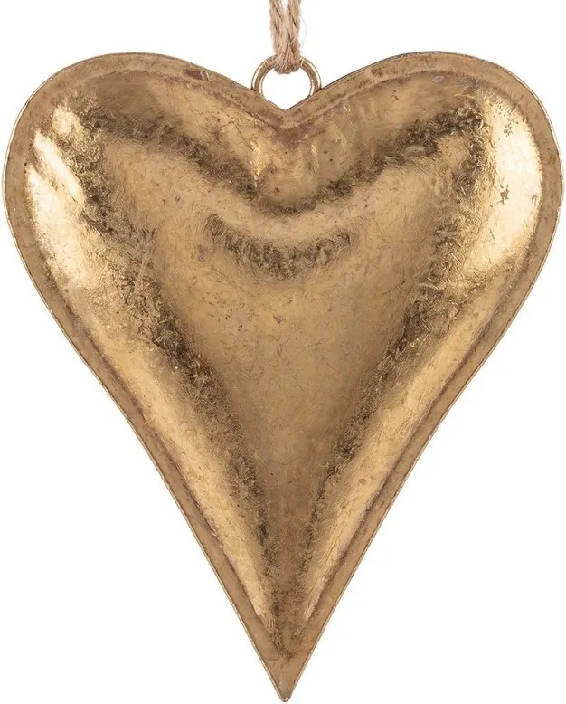 Zlatá antik kovová závěsná dekorace srdce Heart Antique L - 22*4*19 cm