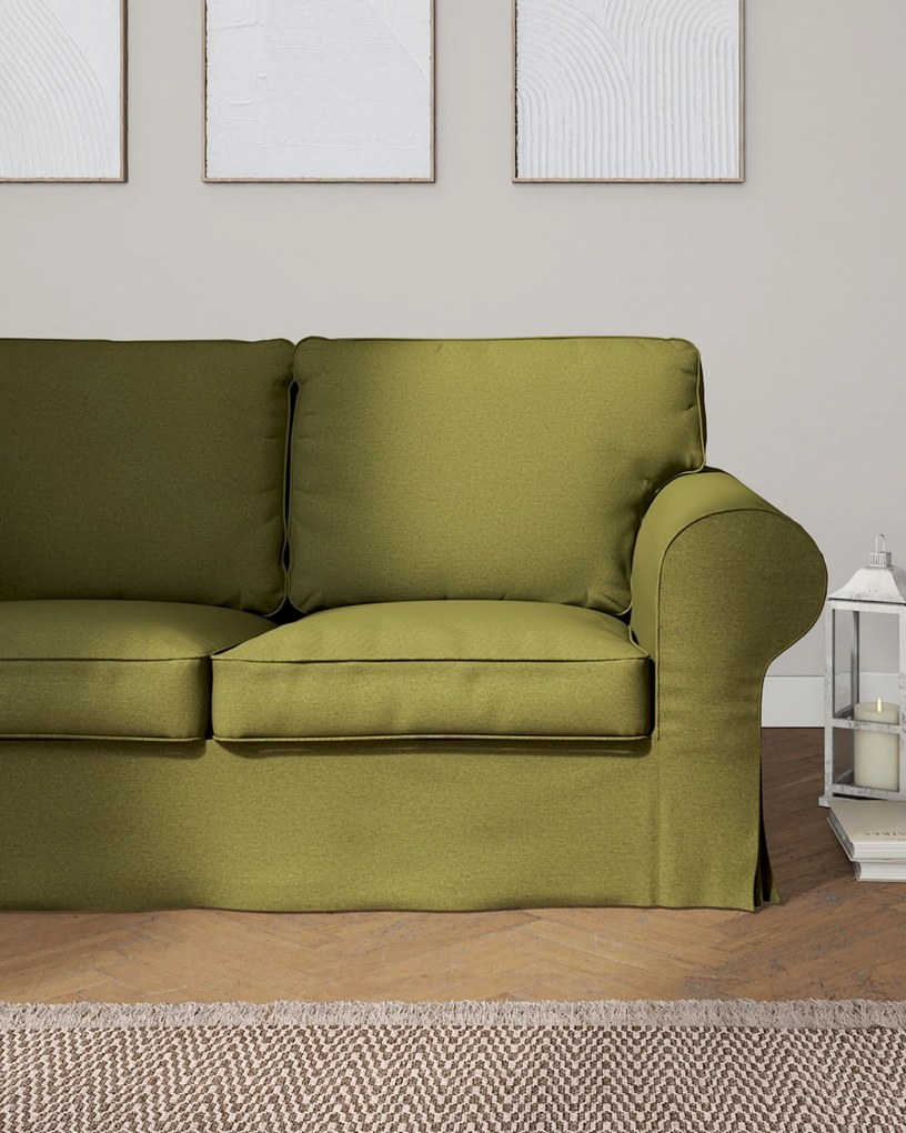 Potah na pohovku IKEA Ektorp 2-místná, rozkládací, STARÝ MODEL barva zelená látka pletený vzor
