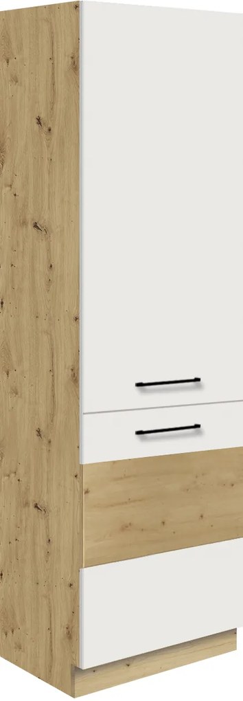 Dolní vysoká kuchyňská skřínka pro vestavnou lednici Infinity 21D-60 Barevné provedení: Infinity - latte lesk, wood, Zvolte korpus: Dub artisan