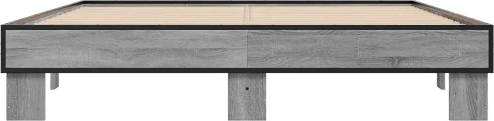 Rám postele šedý sonoma 150 x 200 cm kompozitní dřevo a kov 3280235