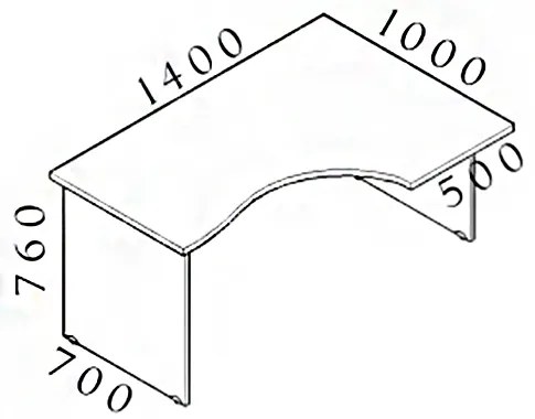 Ergonomický stůl Visio 140 x 100 cm, pravý