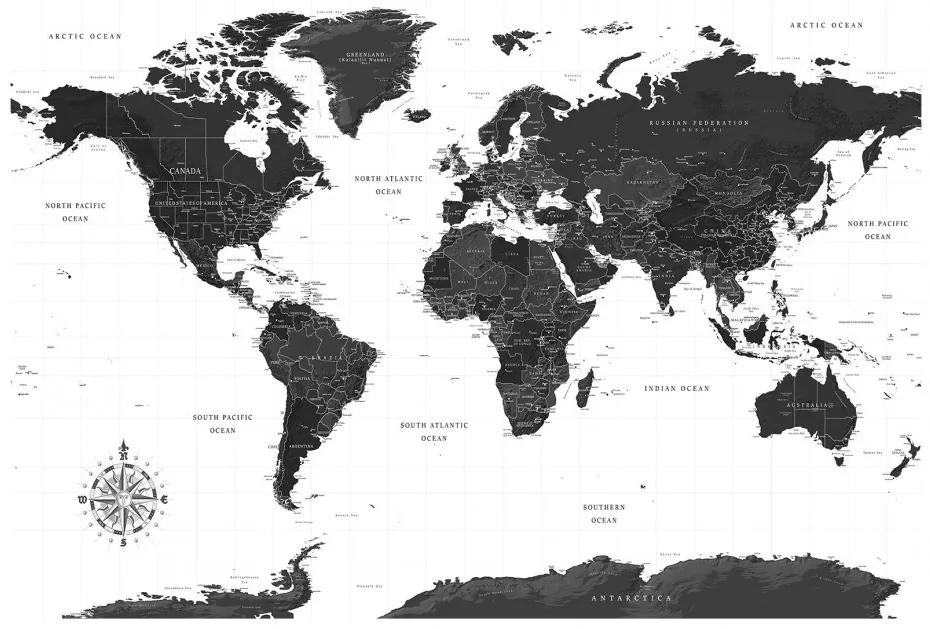 Samolepící fototapeta - Černobílá mapa 147x105