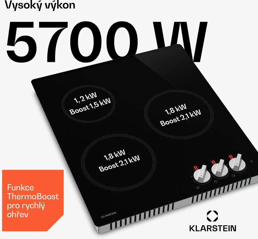 Klarstein Kochheld indukční varná deska | Elegantní a výkonná | 3 varné zóny | 5700 W | 45 cm