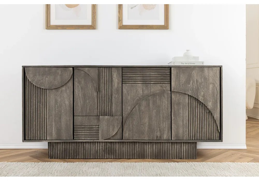 Massive home | Komoda Art Deco 170cm masiv šedé mango