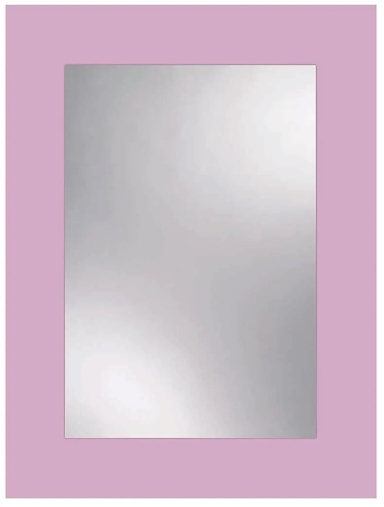AMIRRO Zrcadlo na zeď do pokoje ložnice dekorativní s potiskem RAINBOW 60 x 80 cm se světle růžovým okrajem 410-449