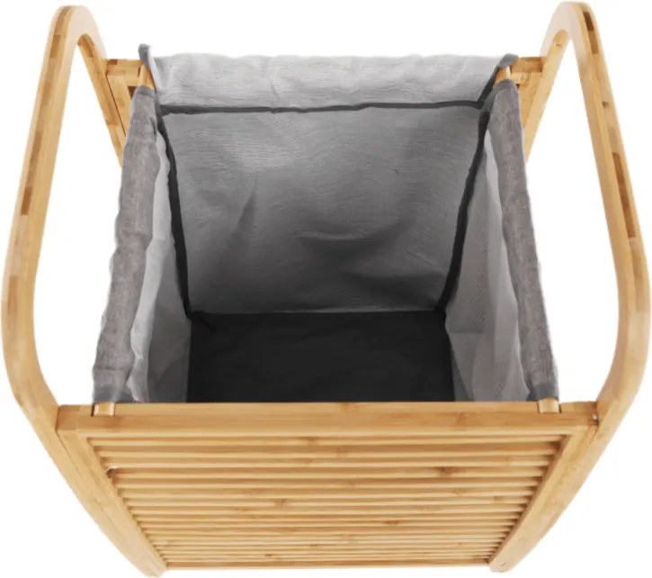 Koš na prádlo, přírodní bambus/šedá, POKO DOPRODEJ