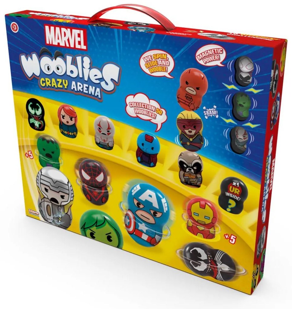 TM Toys Wooblies bojová aréna s 2 turbo vystřelovači kov/plast magnetické postavičky v krabici 42x35x9,5cm