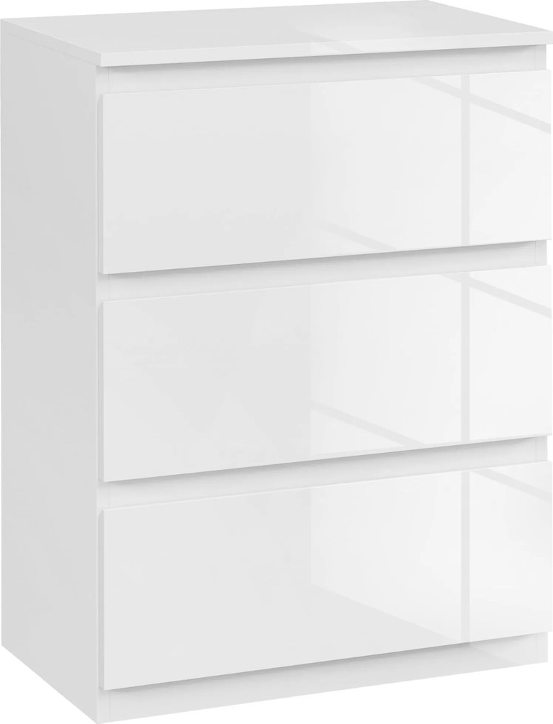 HOMCOM Komoda se 3 zásuvkami Moderní komoda do ložnice s designem proti převrhnutí 55x34x75 cm Světlá bílá | Aosom