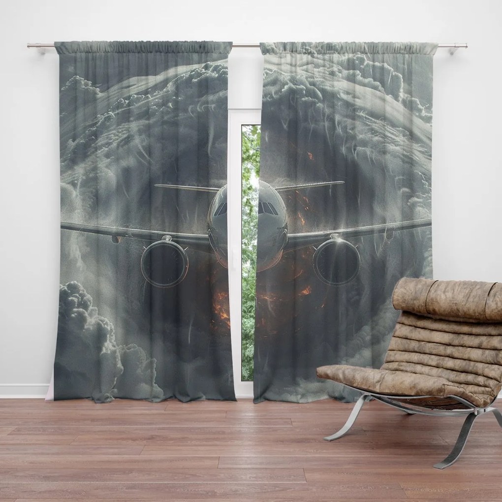 Sablio Závěs Letadlo v bouři: 2ks 140x250cm