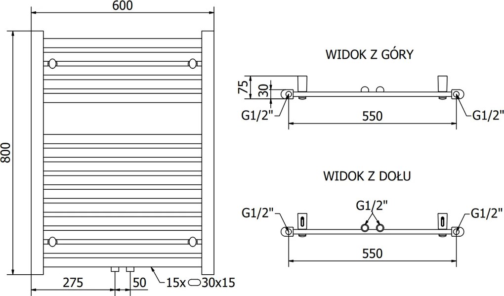 Mexen Hades, elektrické topné těleso 800 x 600 mm, 600 W, černá, W104-0800-600-2600-70