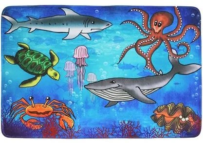 Vopi | Dětský koberec Ultrasoft Sea world - 110 x 160 cm, modrý