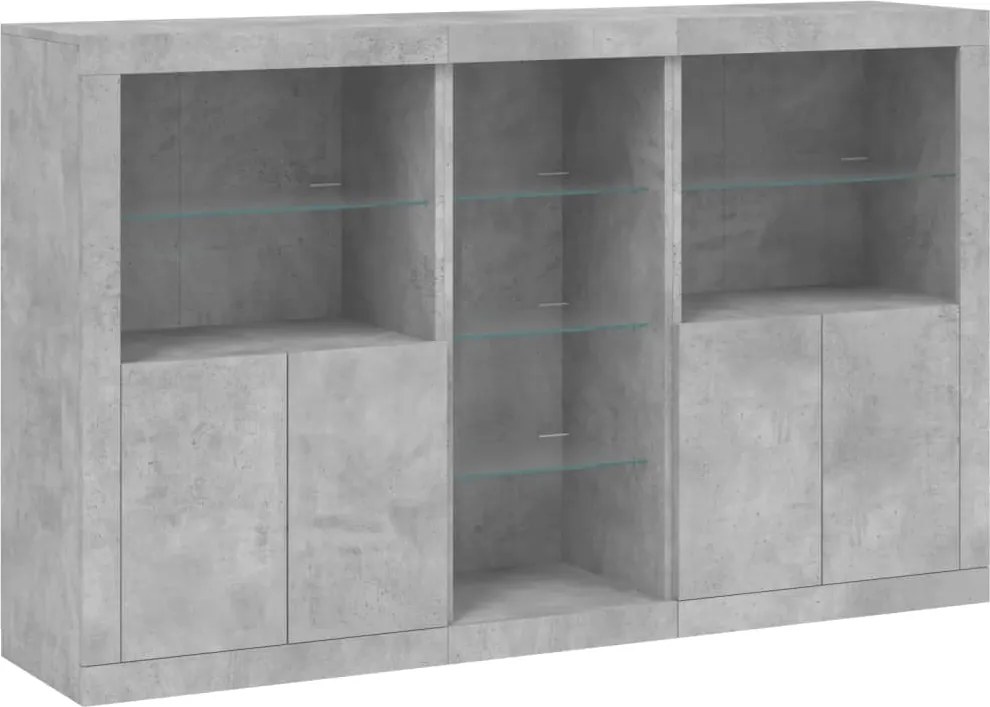 Příborník s LED osvětlením betonově šedý 162 x 37 x 100 cm 3209173