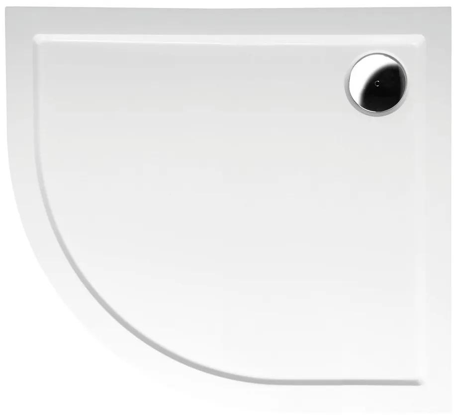 Polysan RENA R sprchová vanička z litého mramoru, čtvrtkruh 90x80x4cm, R550, pravá, bílá - 72891