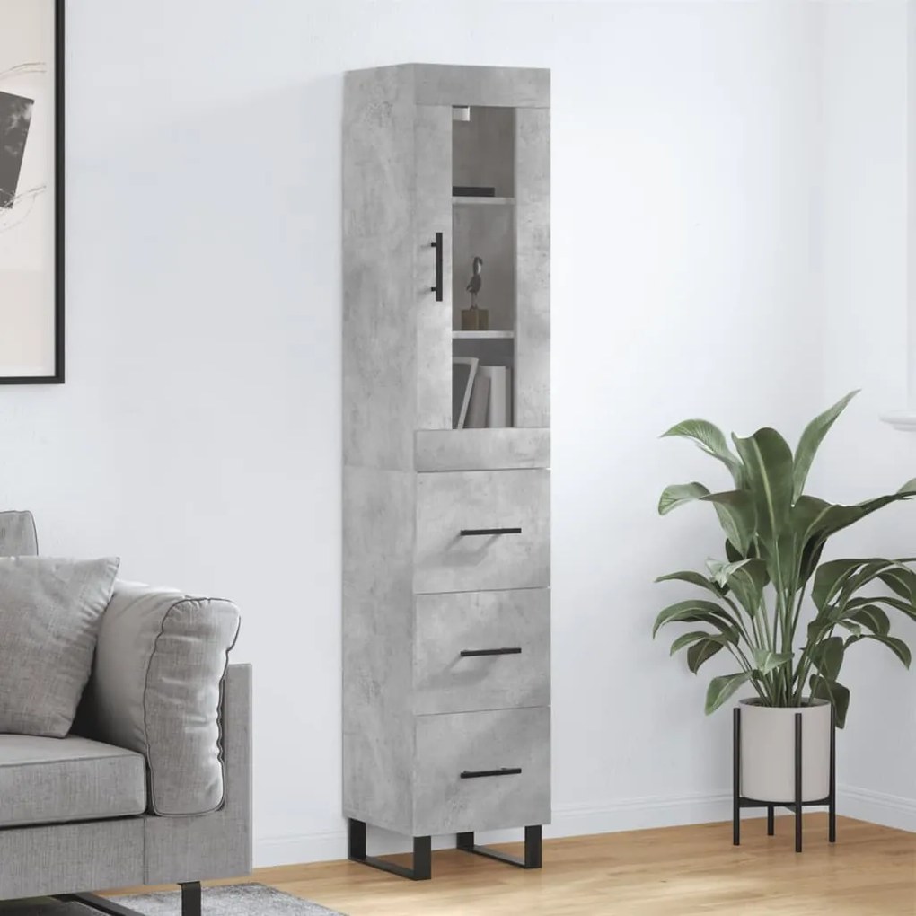 Skříň highboard betonově šedá 34,5x34x180 cm kompozitní dřevo