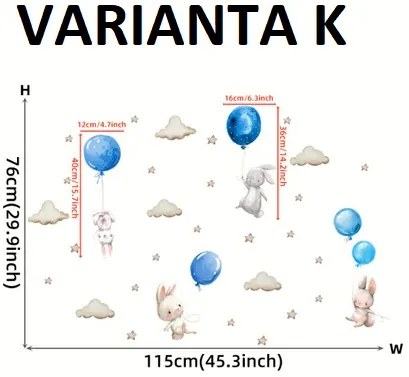 Samolepky na zeď - zajíčci, více variant Varianta: Varianta K