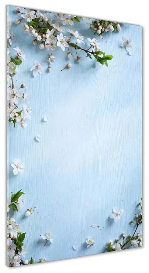 Wallmuralia Moderní akrylový fotoobraz Květy višně 60x120 cm