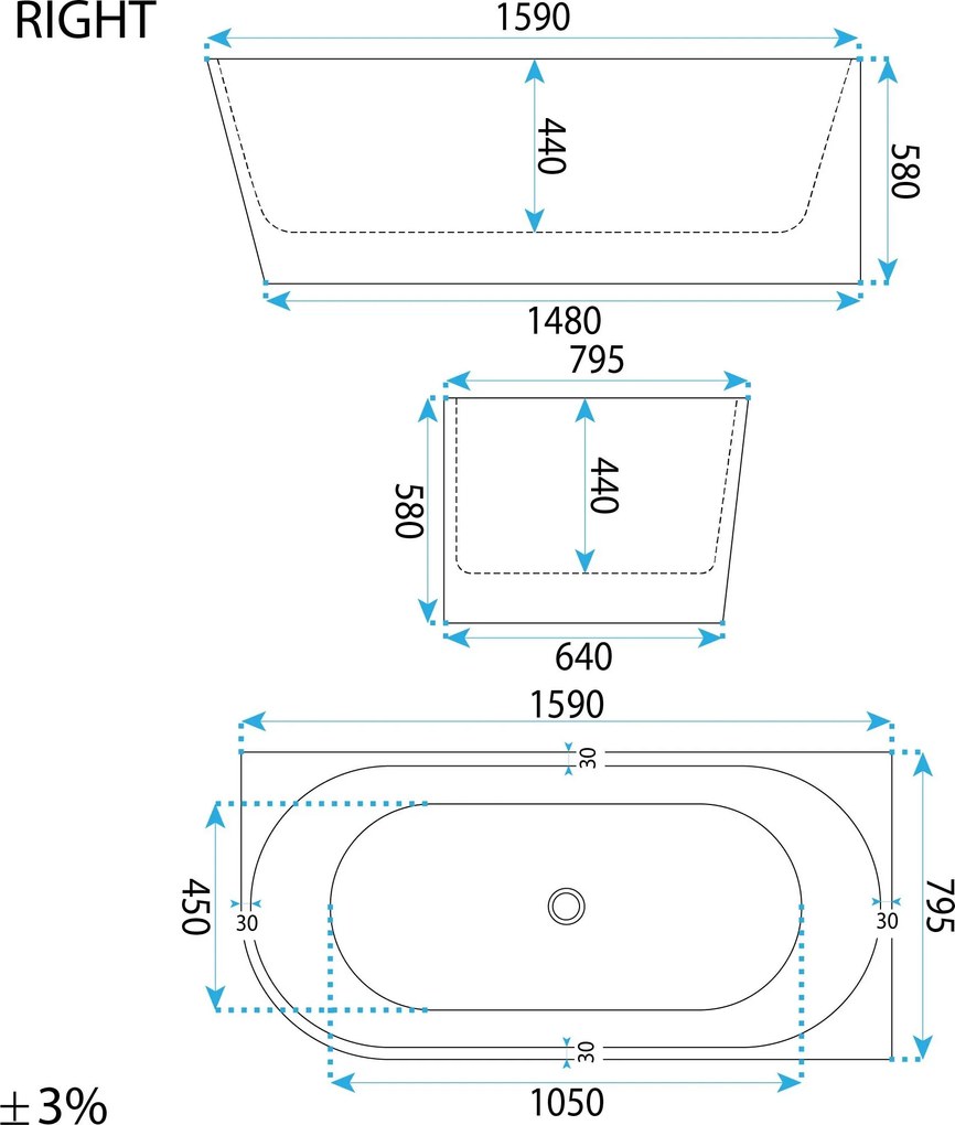 Rea Sydney, akrylová rohová vana 160x75 cm, pravá strana, bílá lesklá, REA-W0253