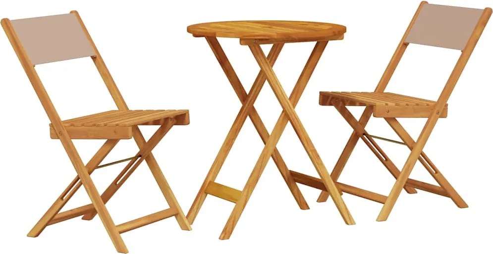 3dílný bistro set taupe textil a masivní dřevo 3281750