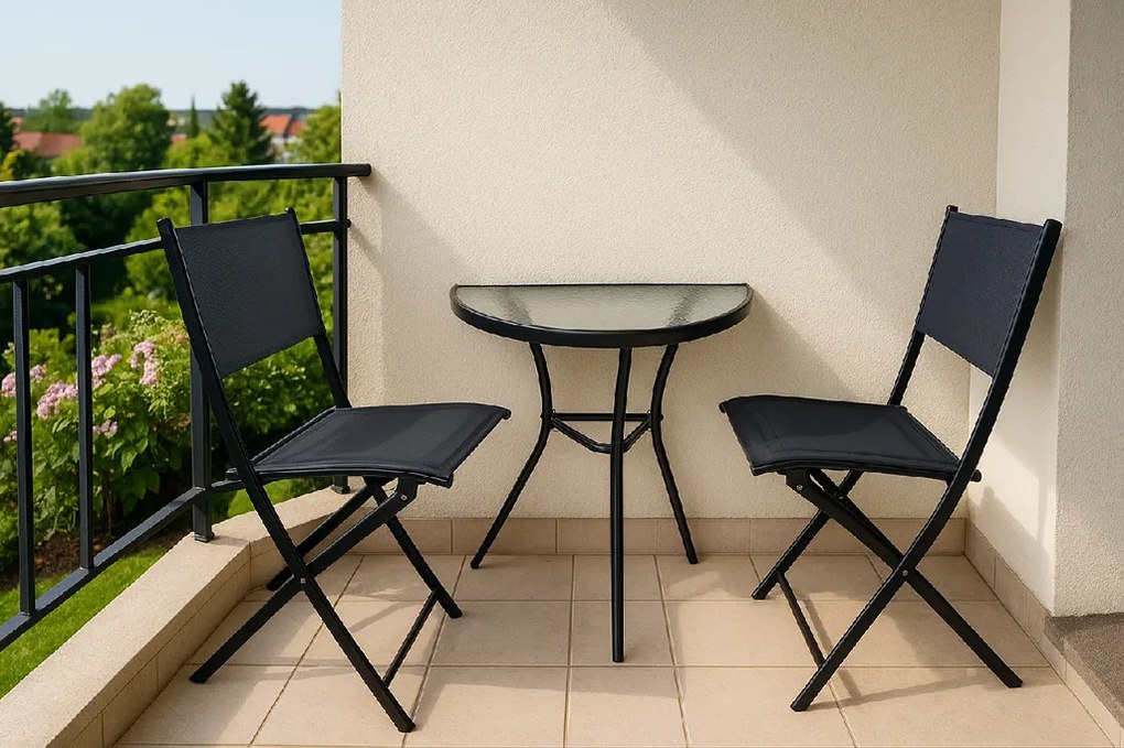 TRENDIE Sestava zahradního nábytku - 2 židle a stůl 70cm poloviční